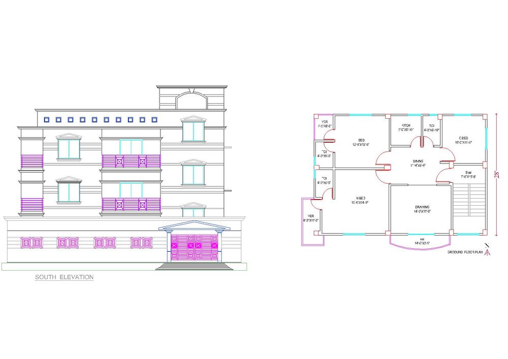 Plan And Elevation In Autocad Creating A Layout, Section And Elevation